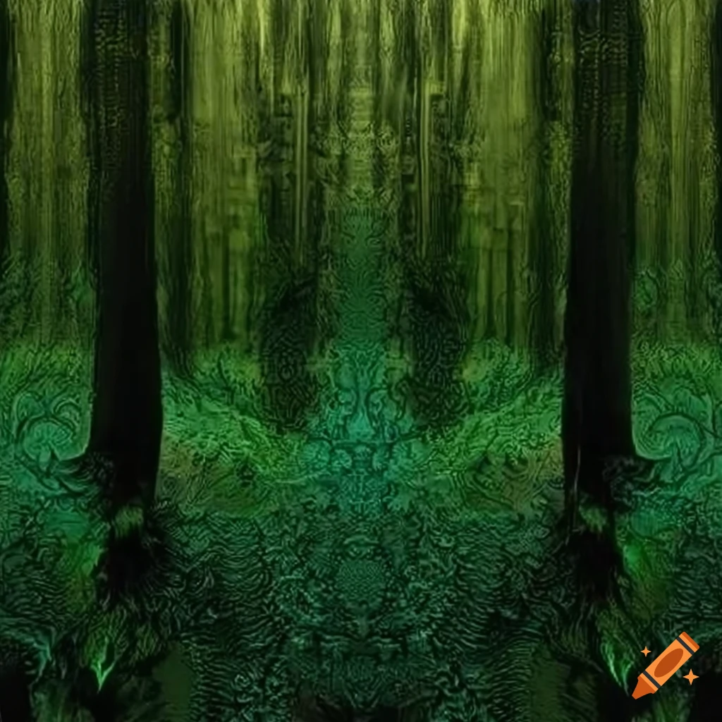 Fractal pattern in the forest on Craiyon