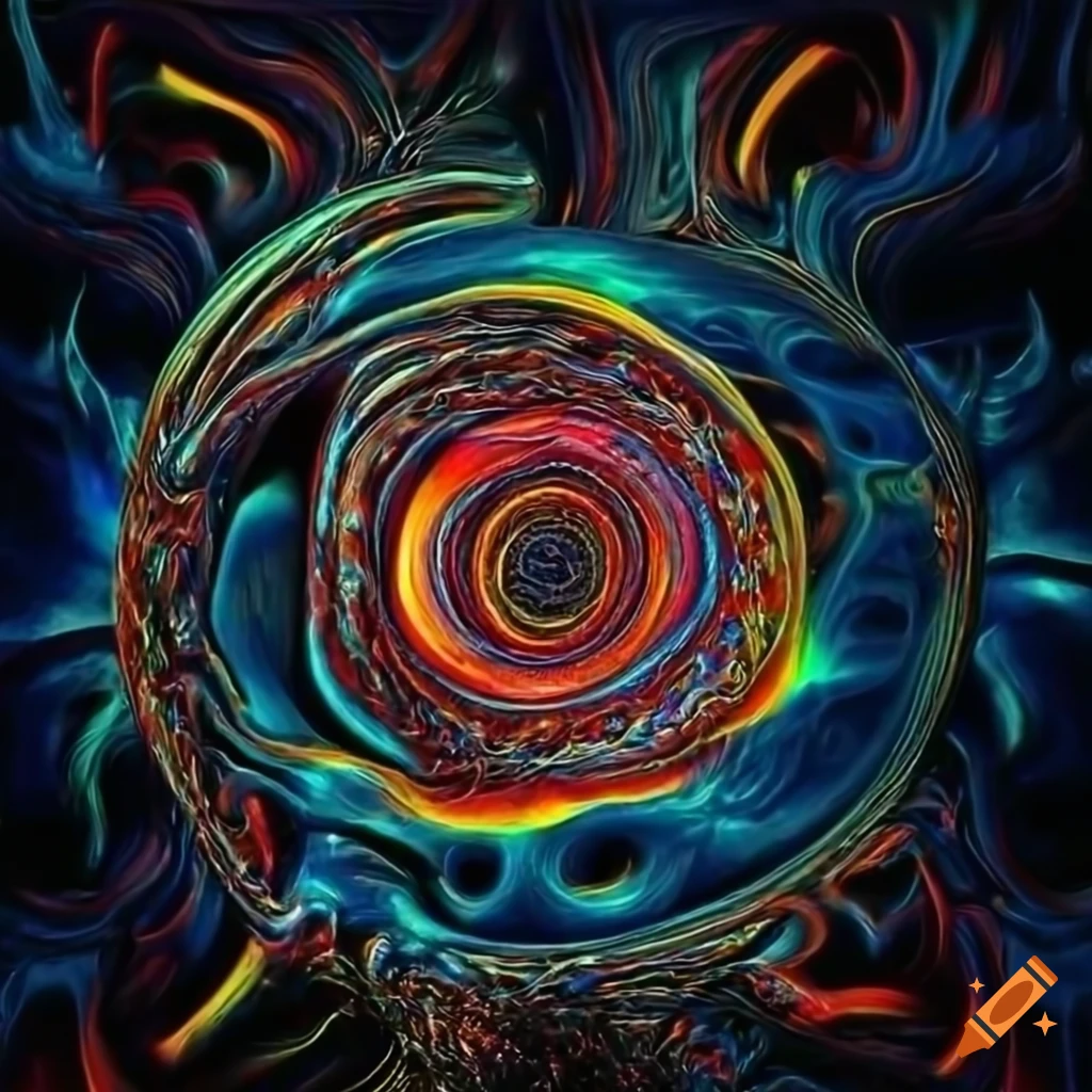 Molten metal artwork with psychedelic complexity on Craiyon