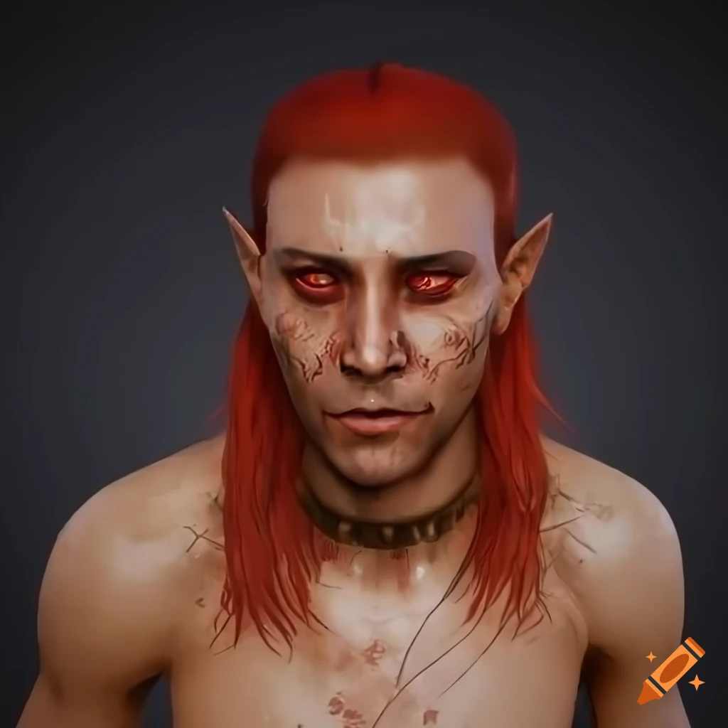 Portrait of an Etruscan-Hittite pale elf religious man with golden ...