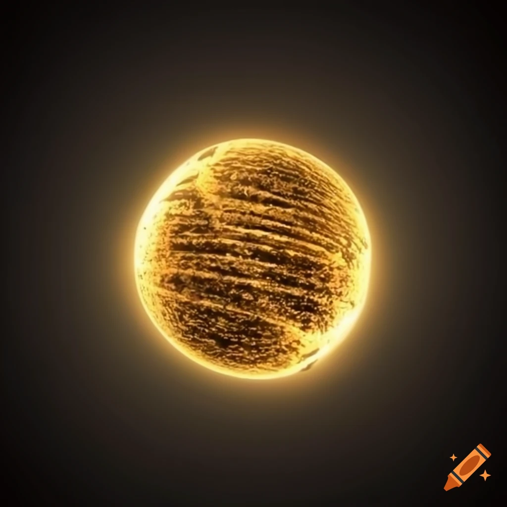 Golden energy ball with black background on Craiyon
