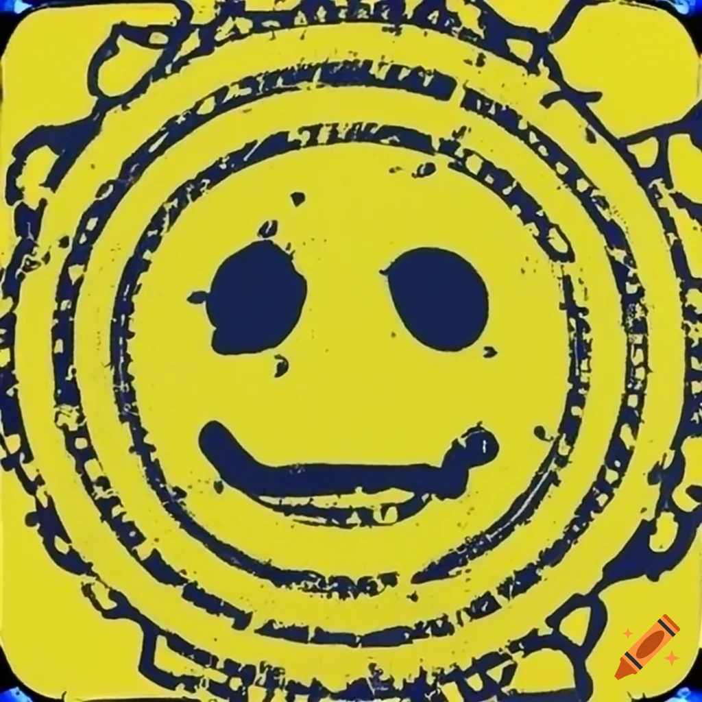 Yellow smiley ideogram representing rave music on Craiyon