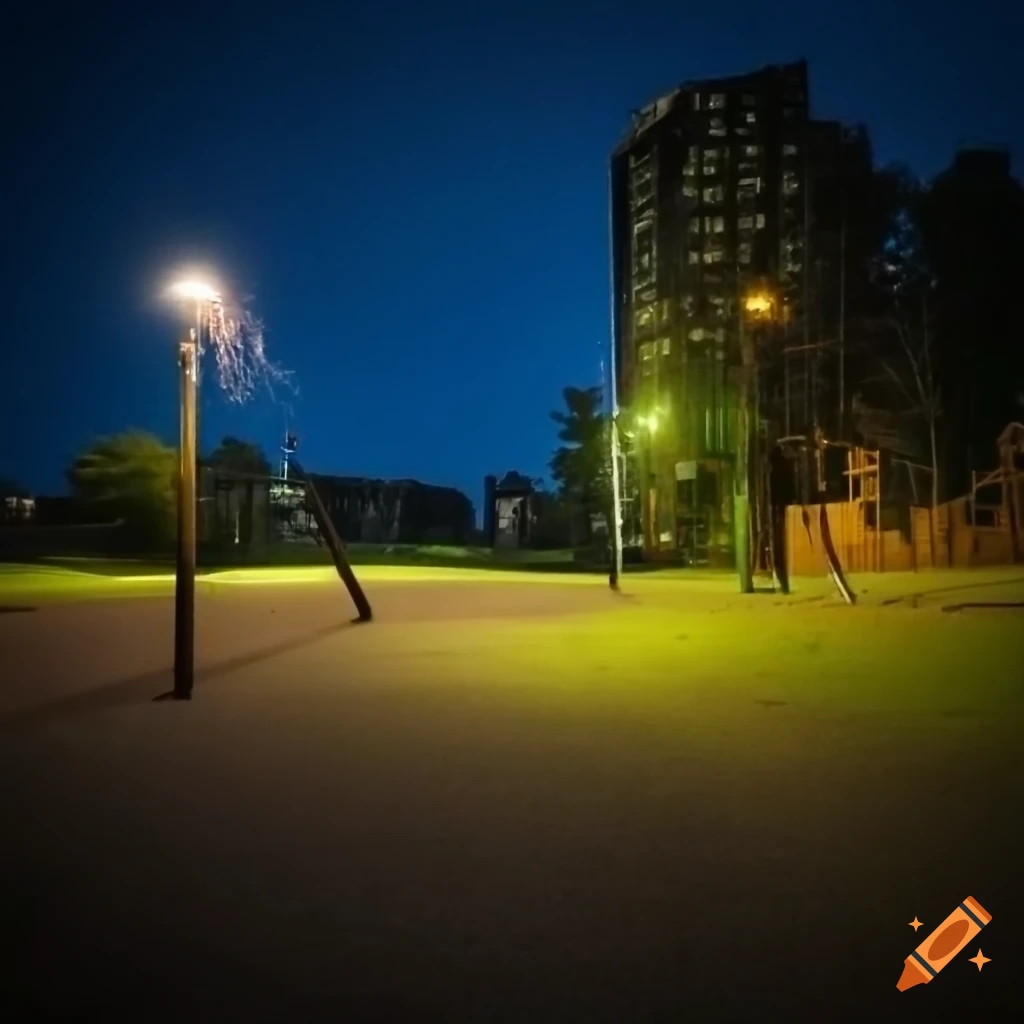 Liminal playground at 7:23 at night on Craiyon