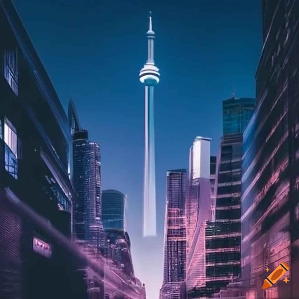 Futuristic cityscape in toronto on Craiyon