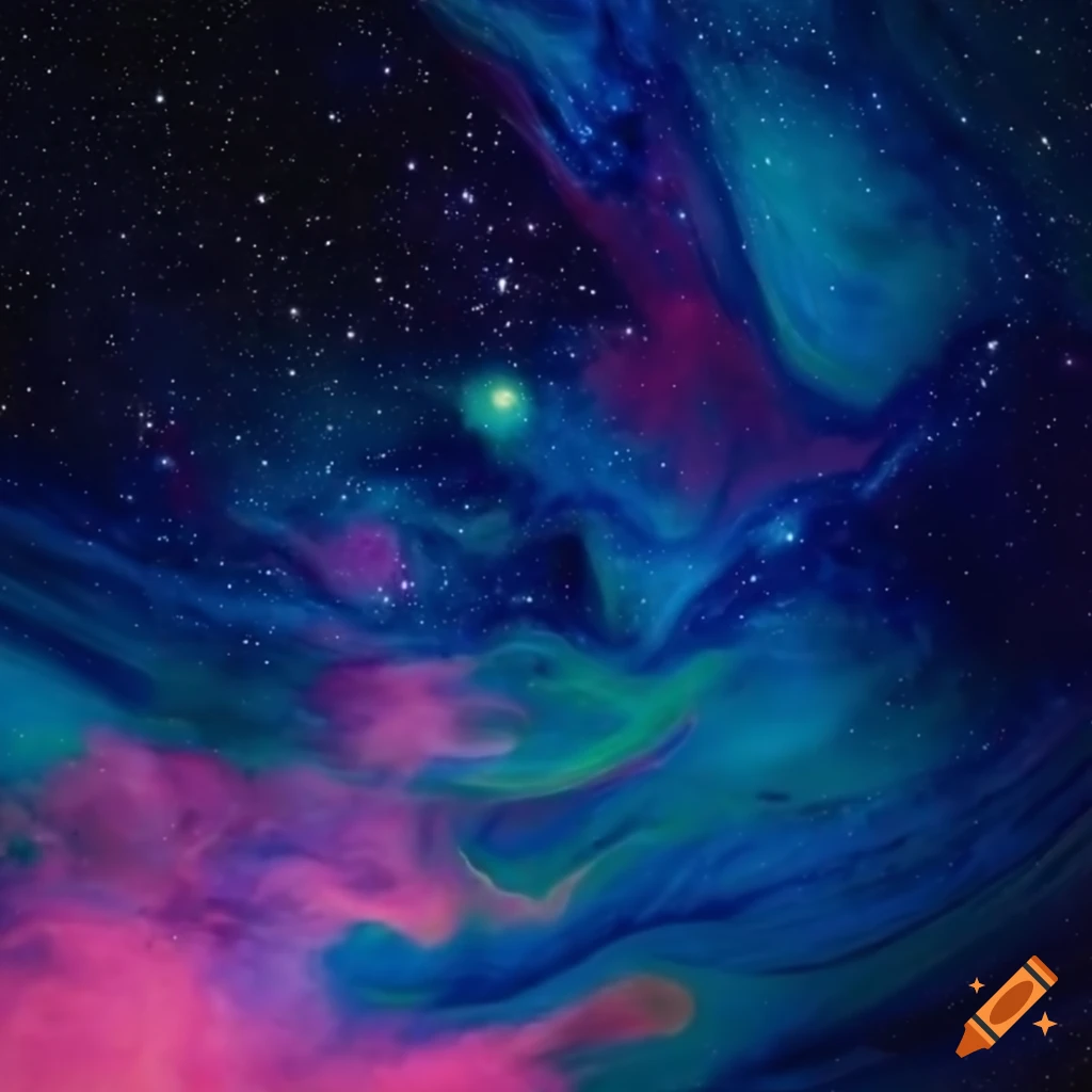 Abstract cosmic landscape with vibrant colors and abstract hues on Craiyon