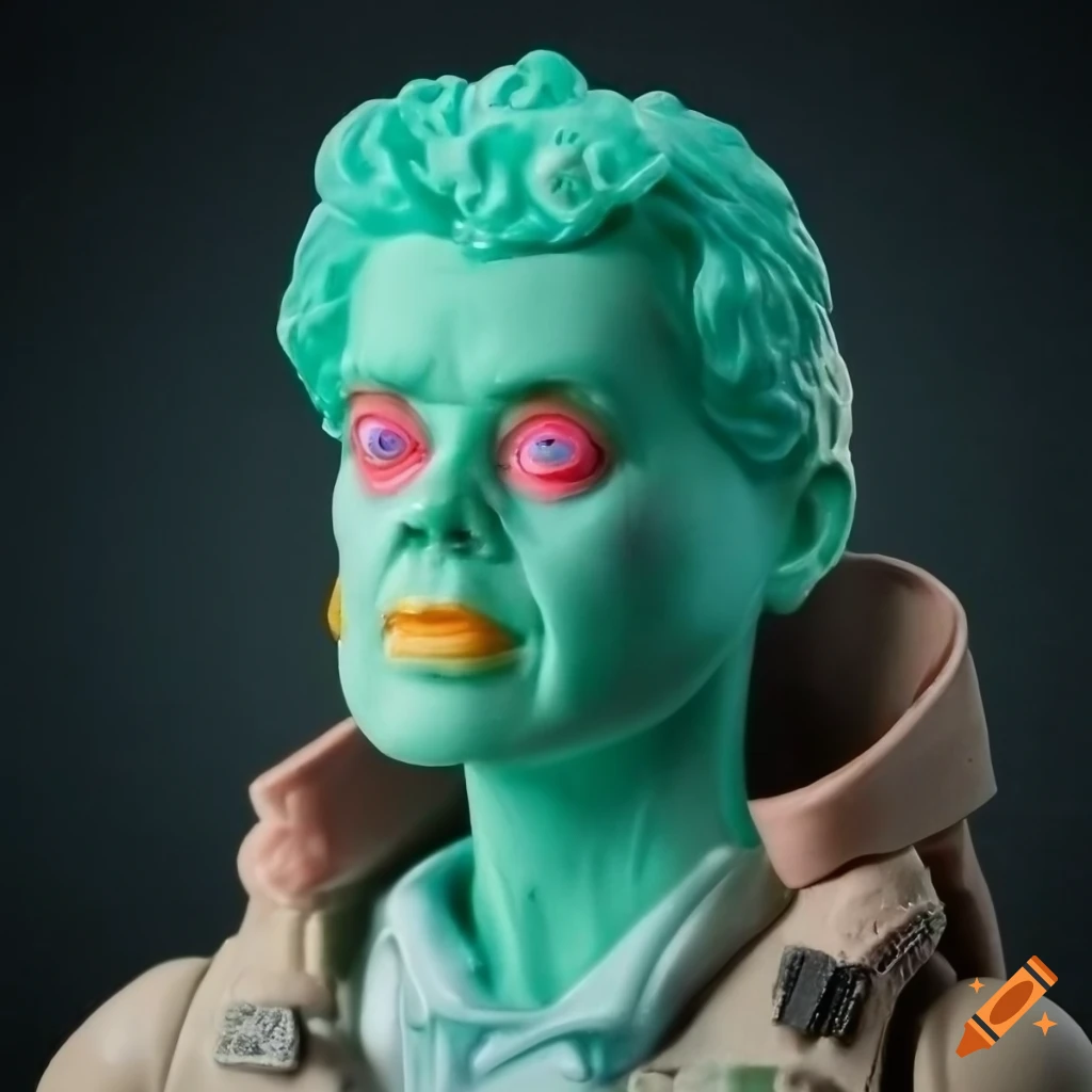 Ghostbusters action figure with bright colored ghost on Craiyon
