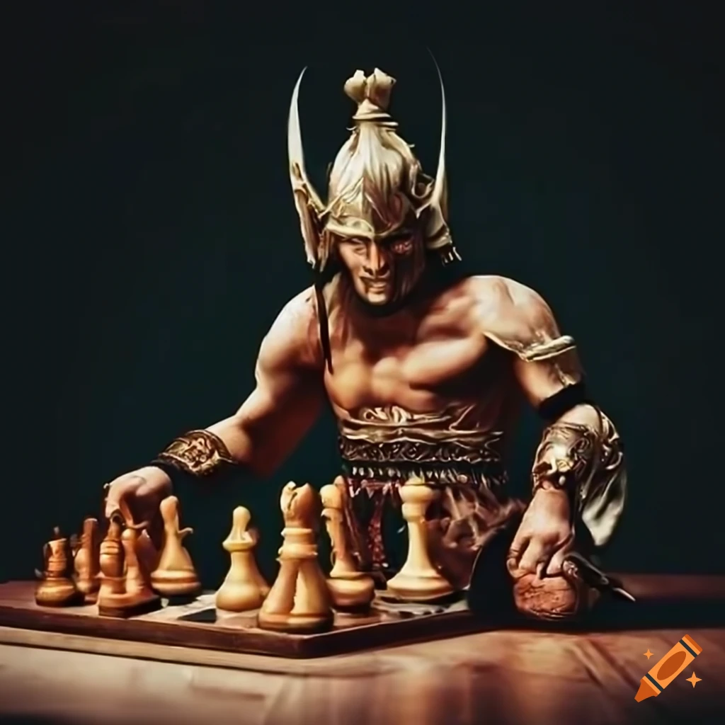 Warrior playing chess on Craiyon