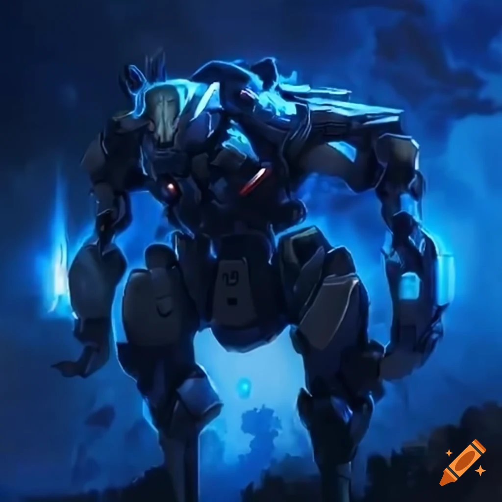 Blue mecha robot on Craiyon