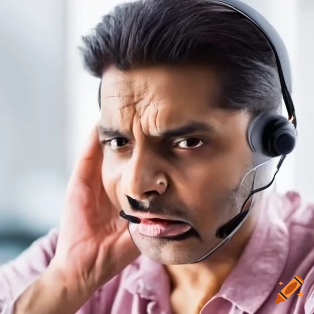 Indian man working in a call center on Craiyon