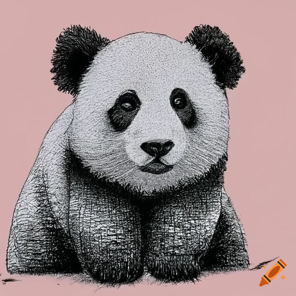 Panda drawing in pointilism style on Craiyon