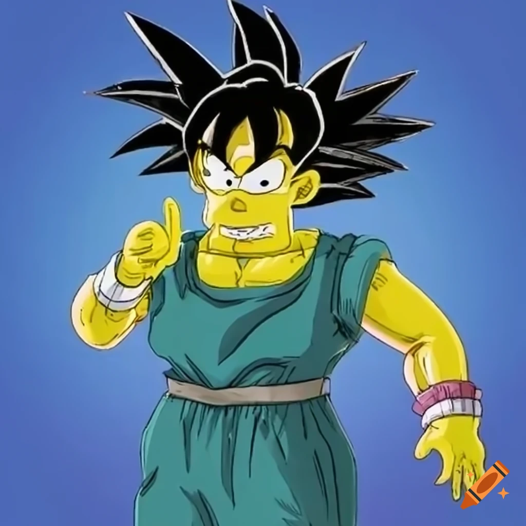Android 17 in a simpsons-style depiction on Craiyon