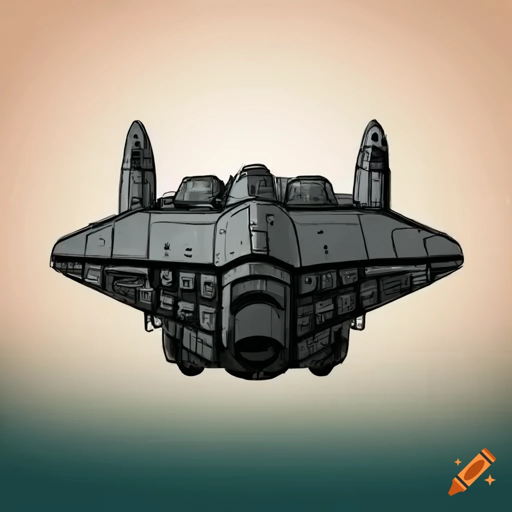 Detailed grey industrial spaceship from a top-down view in a game ...