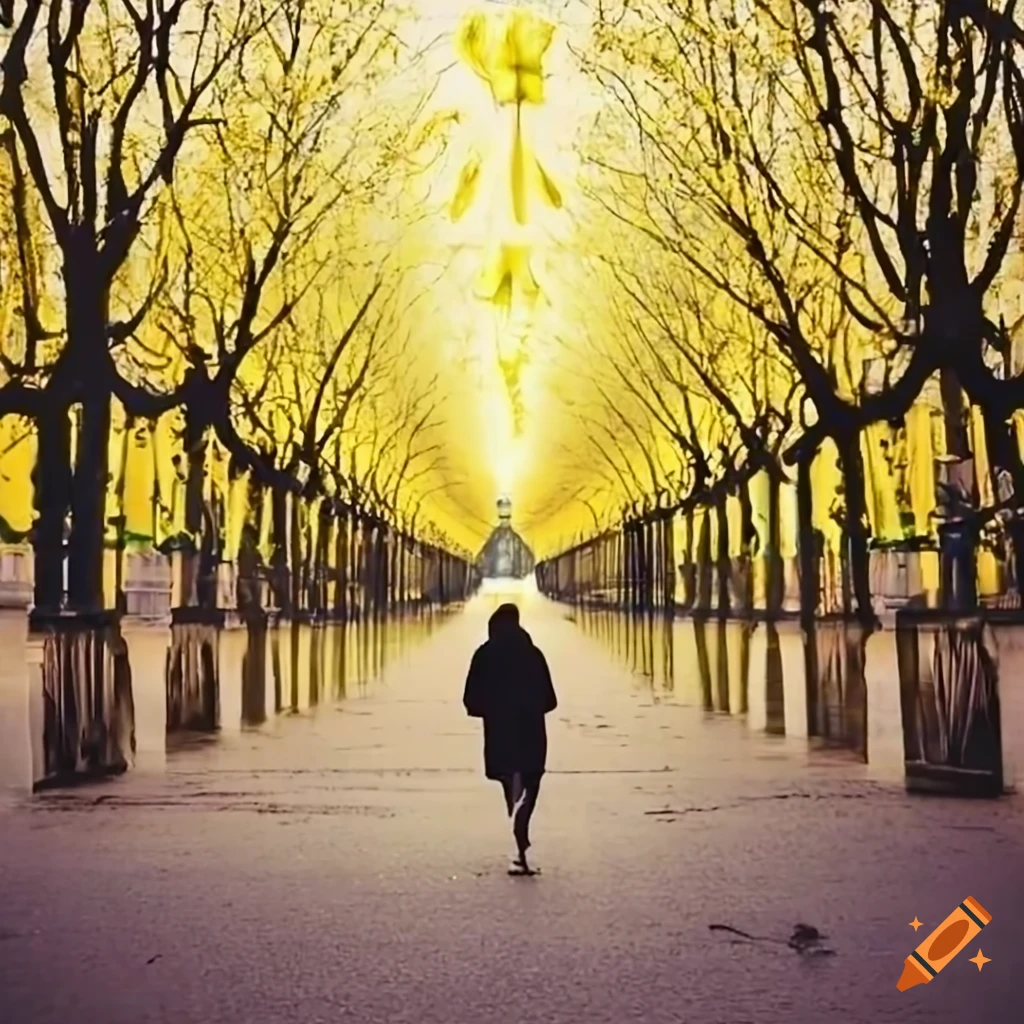 Yellow ribbon walk on the place stanislas on Craiyon