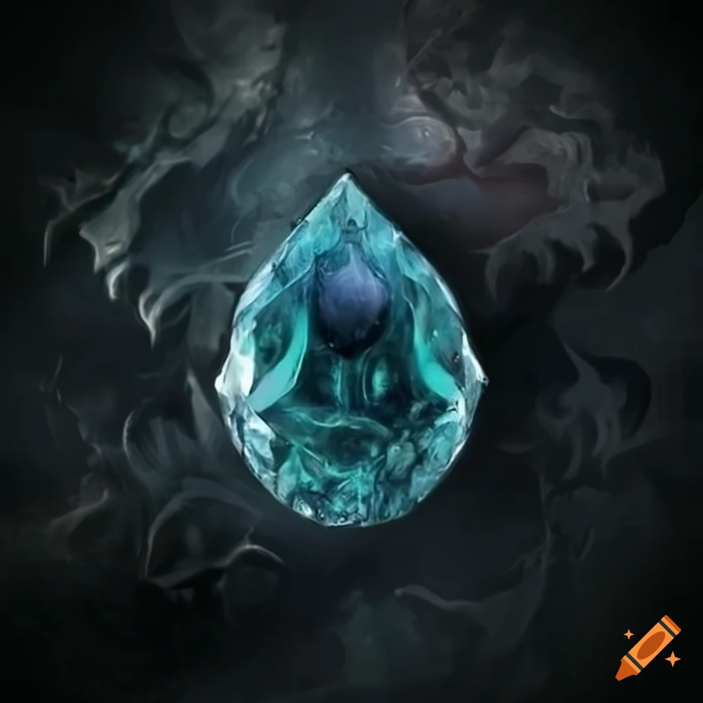 Gemstone containing trapped souls resonating with dark power on Craiyon