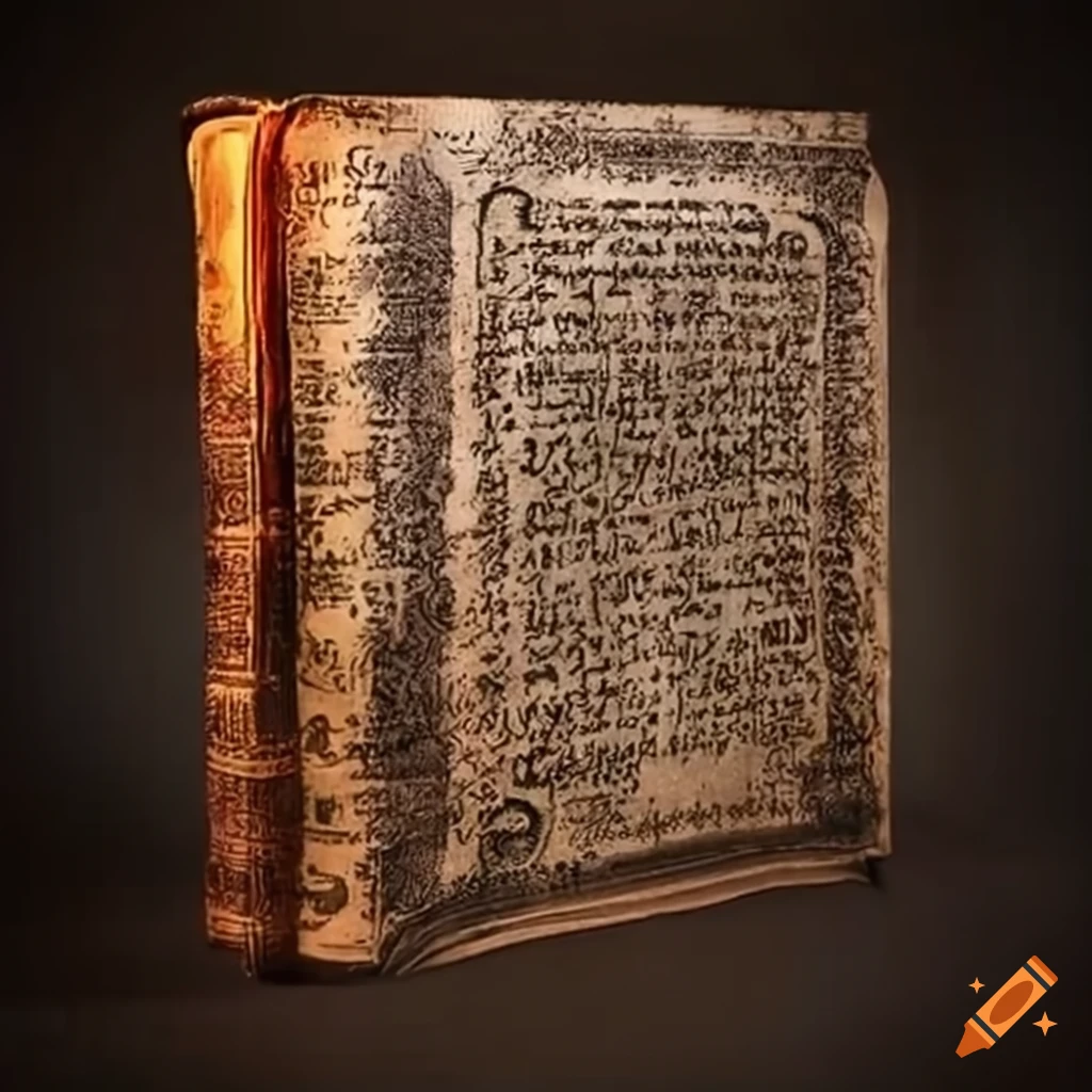 Ancient book with mysterious language on Craiyon