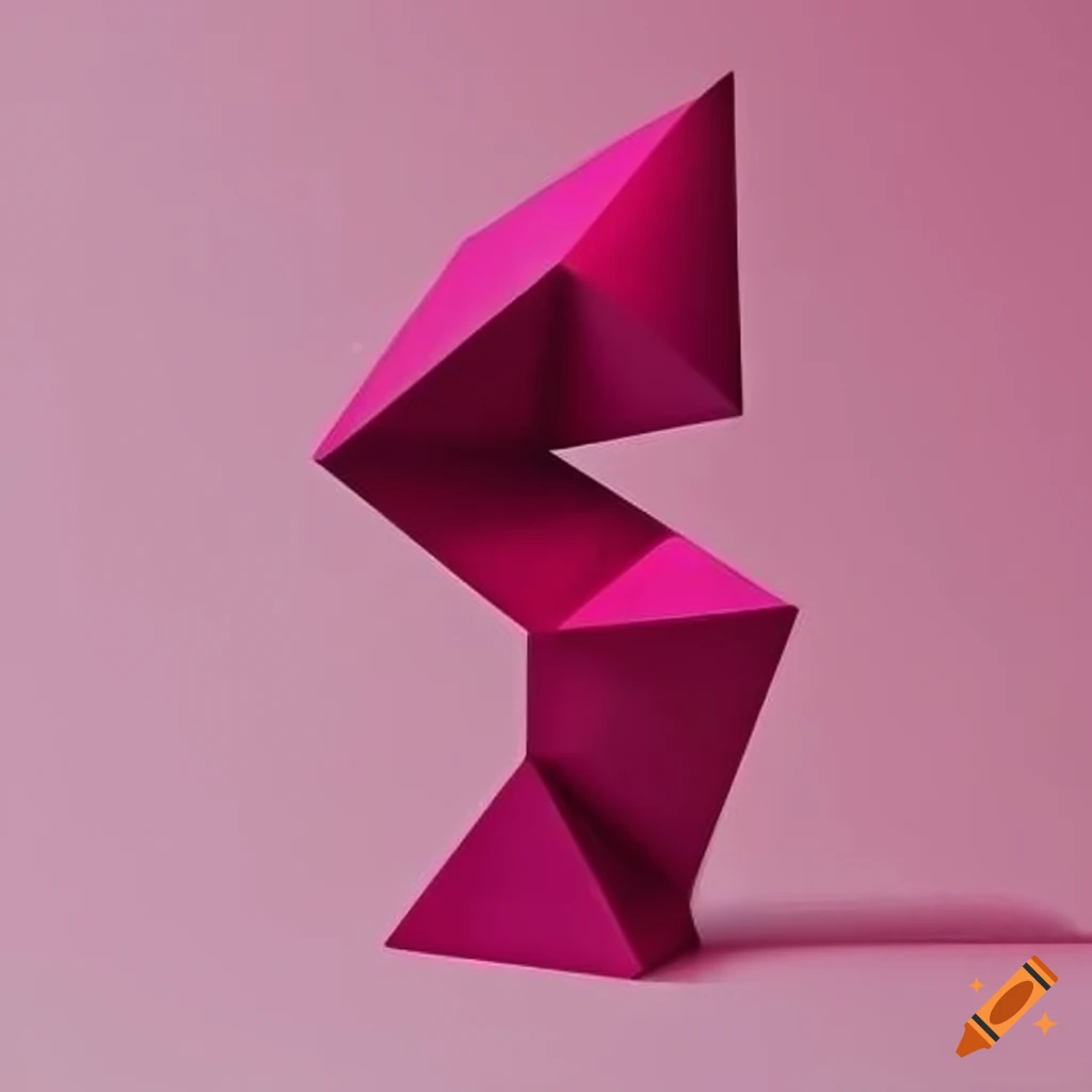 Abstract angular sculpture graffiti in magenta color on Craiyon