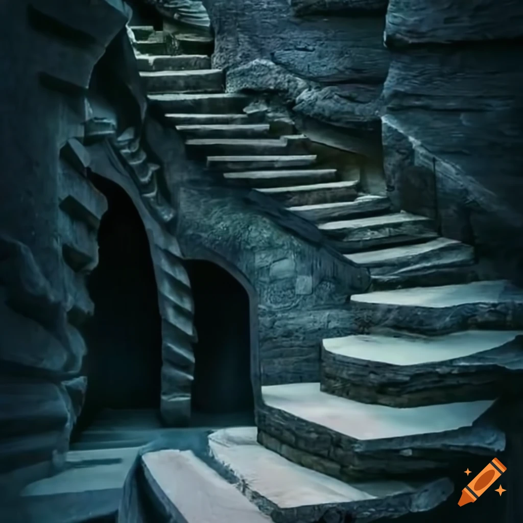 Wizard climbing japanese escher stone staircase on Craiyon
