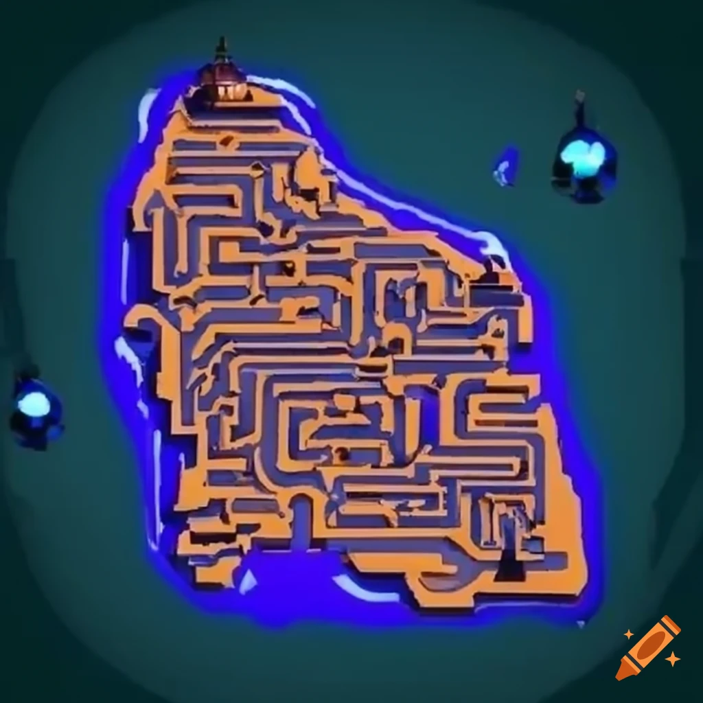 Pac-man maze on a saudi arabia map on Craiyon