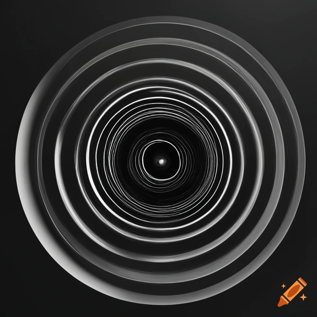 Monochrome abstract geometrical representation of sound on black background on Craiyon