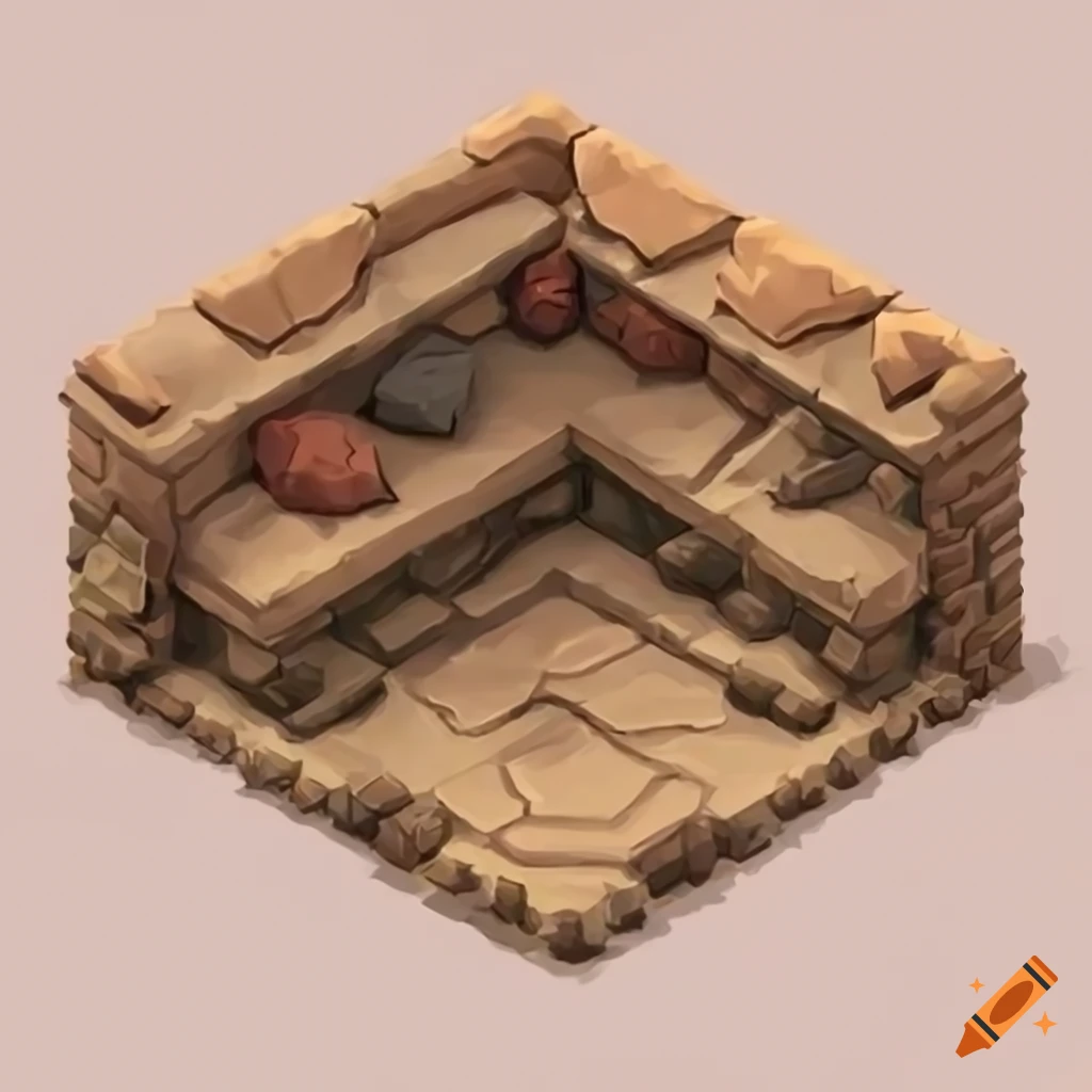 Sandstone rpg tiles in isometric view on Craiyon