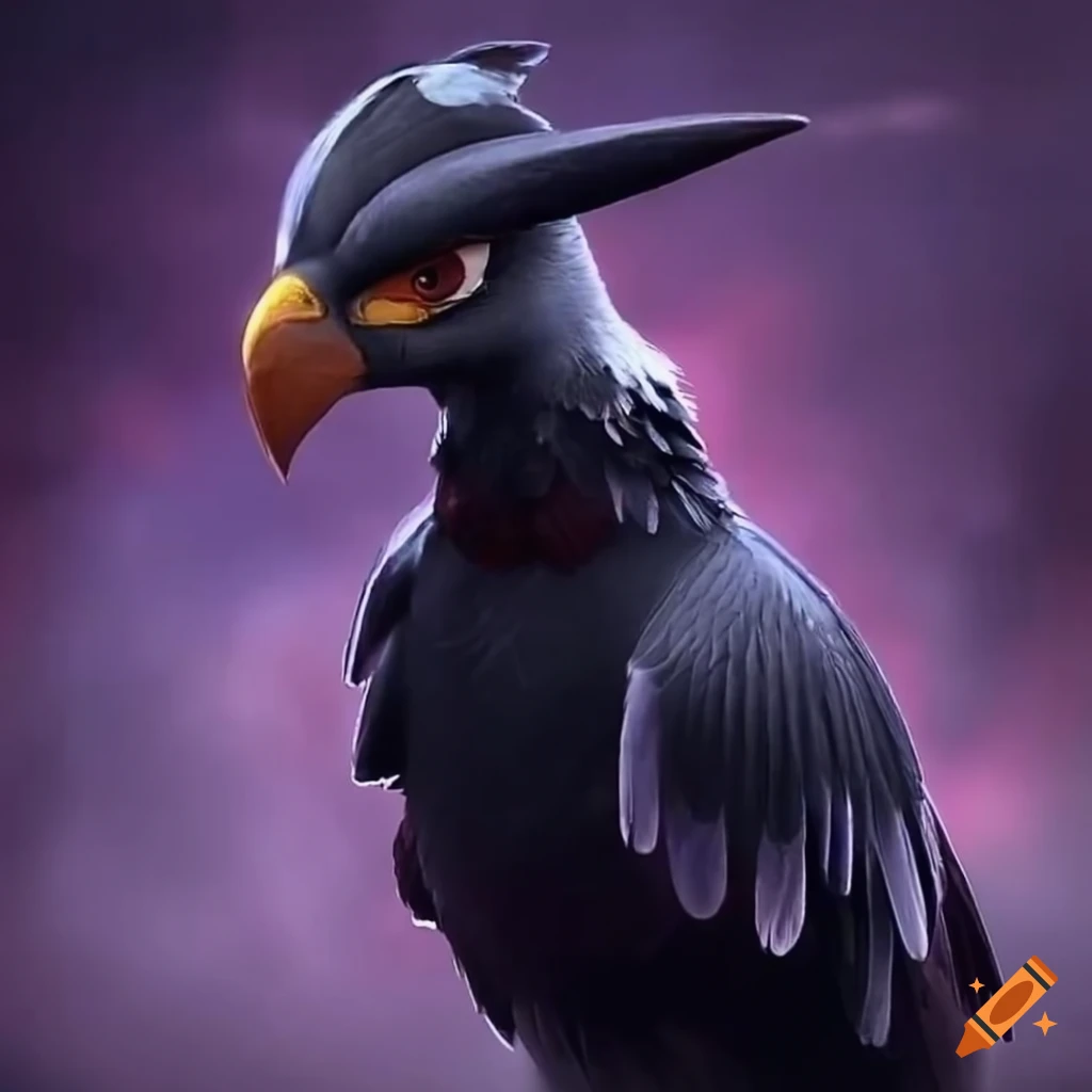 Lifelike Xatu bird with black feathers and dark features on Craiyon