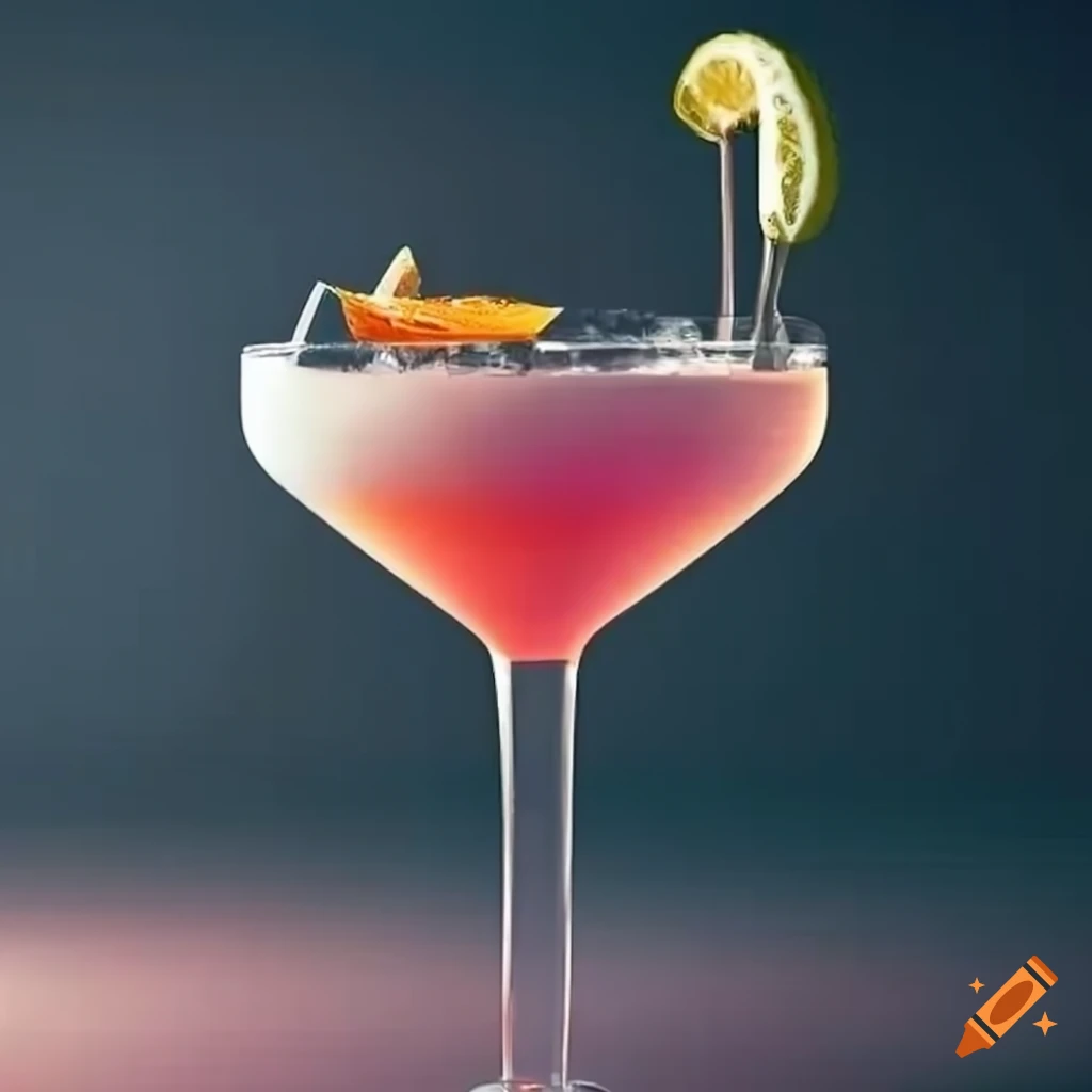 Cocktail served straight up on a modern cocktail bar on Craiyon