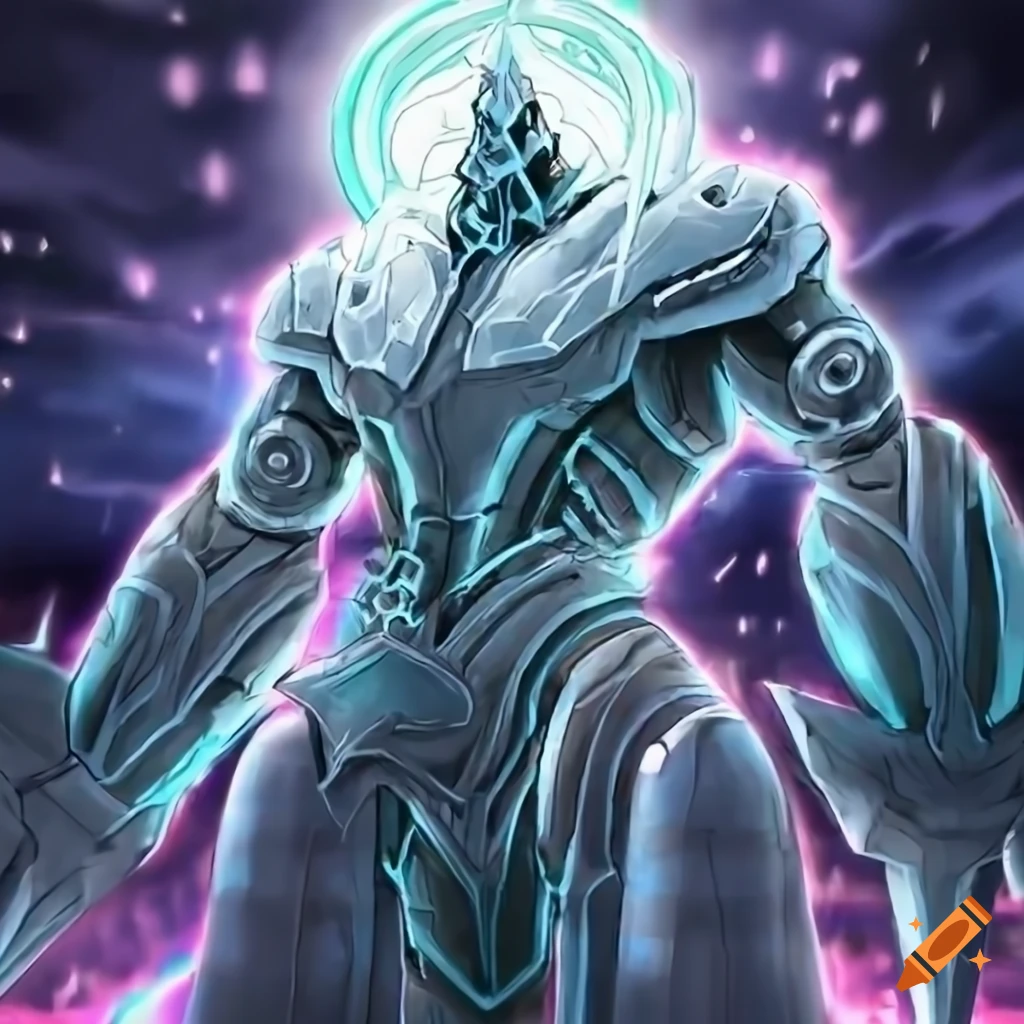 Highly detailed Yu-Gi-Oh style artwork of White Golem of Light on Craiyon