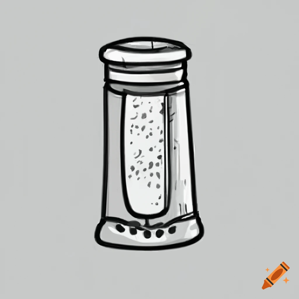 Salt dispenser on white background drawn with crayon on Craiyon
