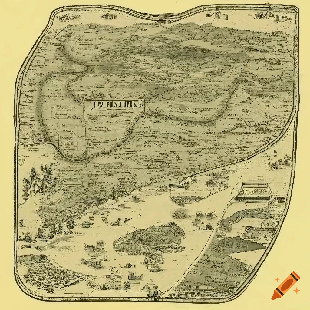 Vintage style map of umbra veiled with hidden symbols and annotations ...