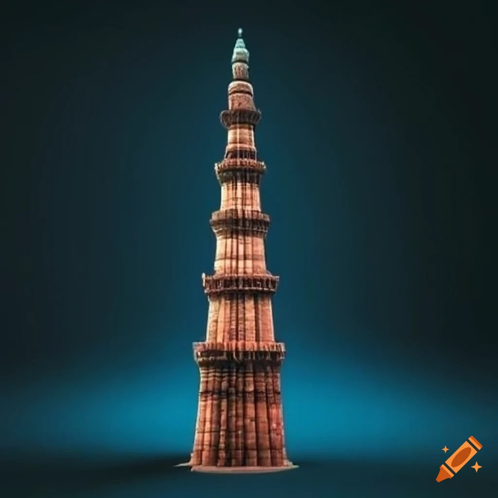 3d scale model of qutub minar on Craiyon