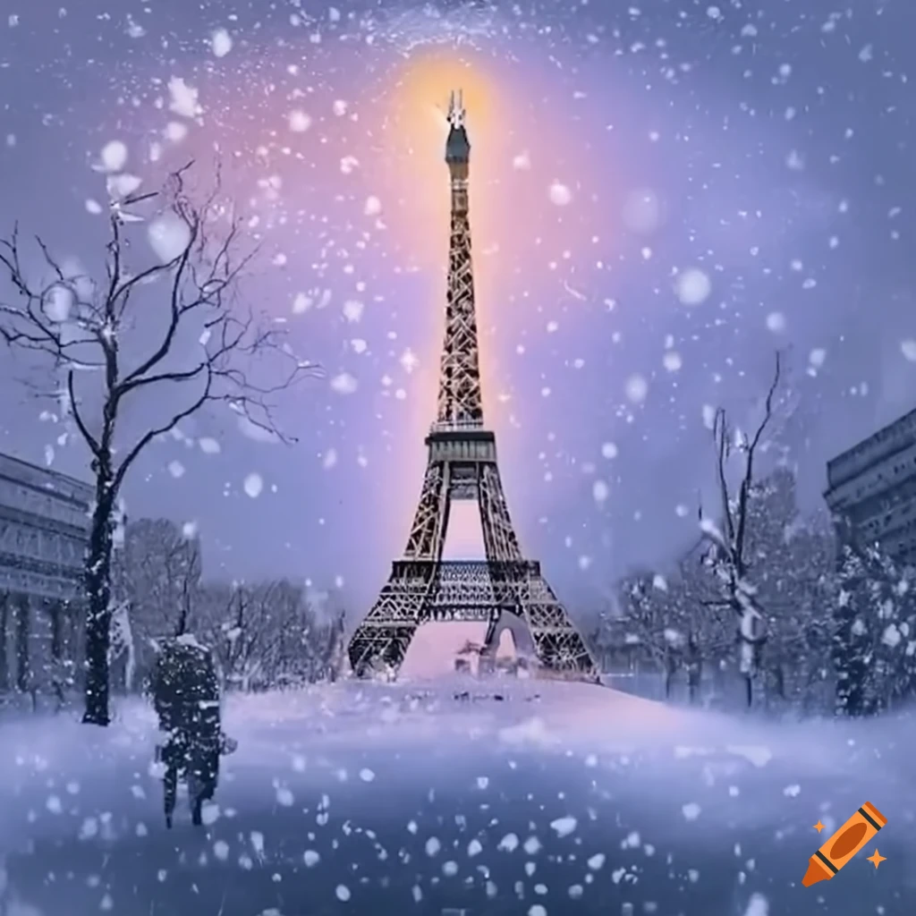 La Tour Eiffel Under A Snow Storm On Craiyon