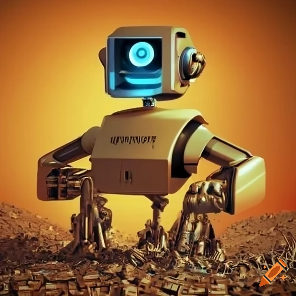 Robot digging for gold on Craiyon