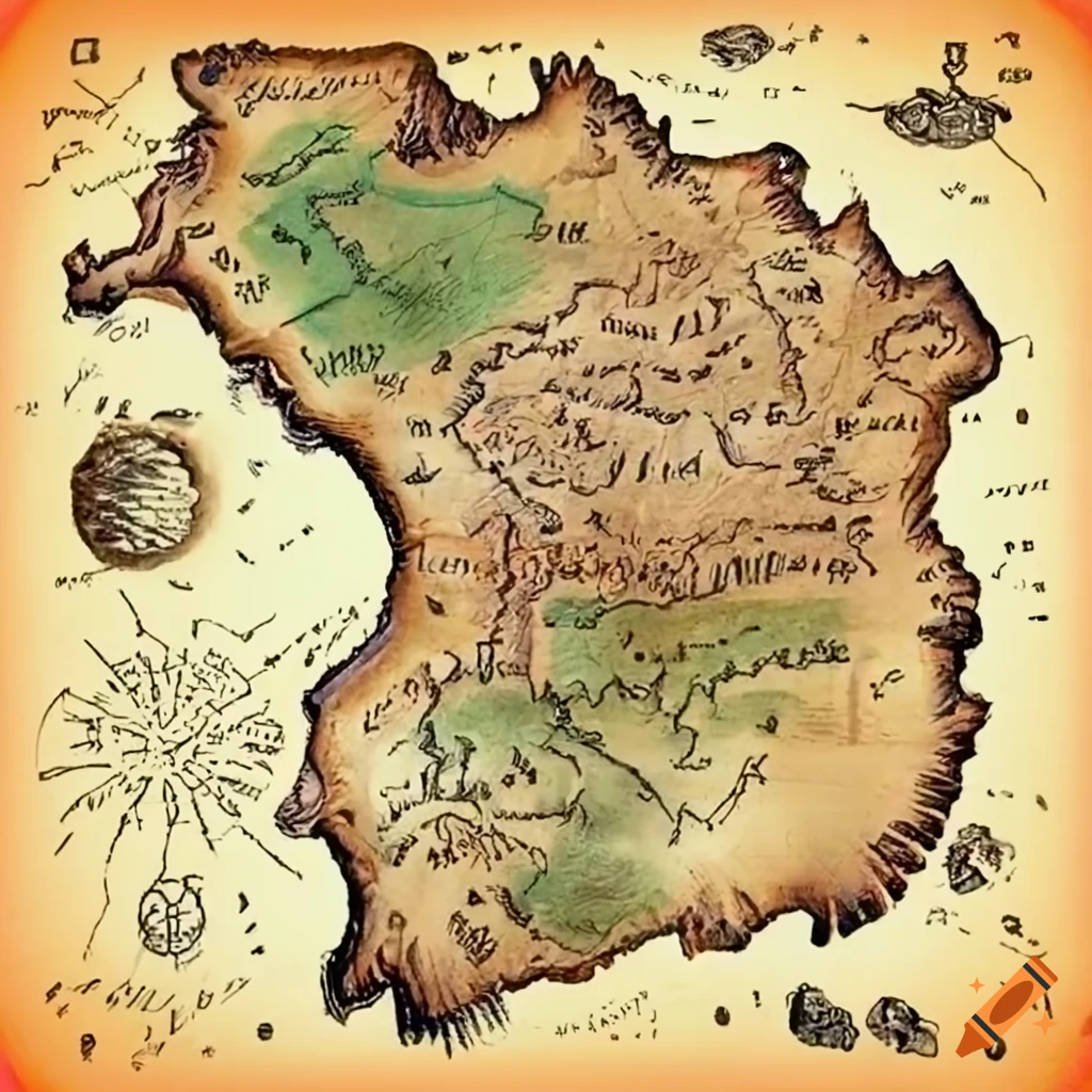 Old hand-drawn map on Craiyon