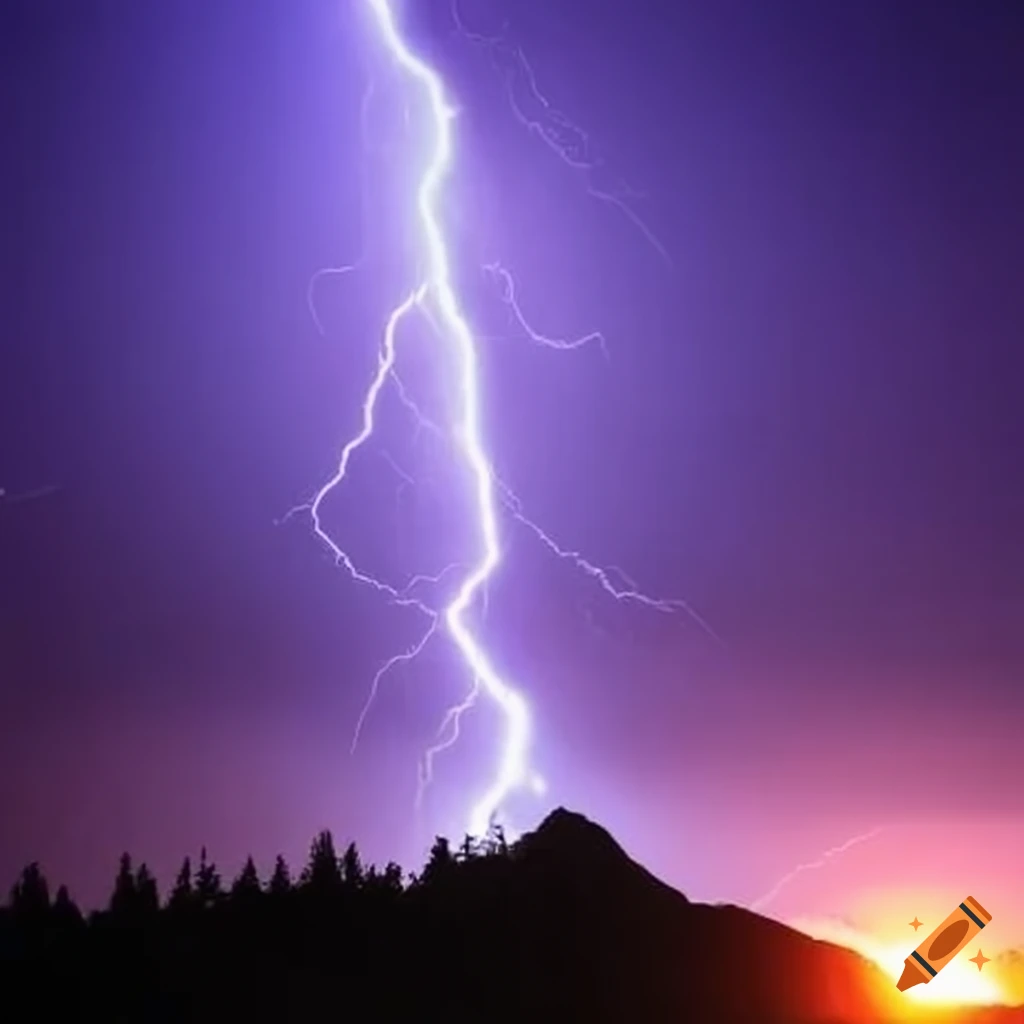 Lightning striking at night on Craiyon