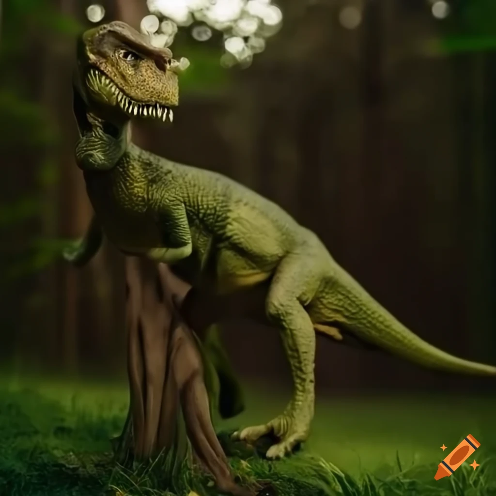 Tiny t-rex in a forest on Craiyon