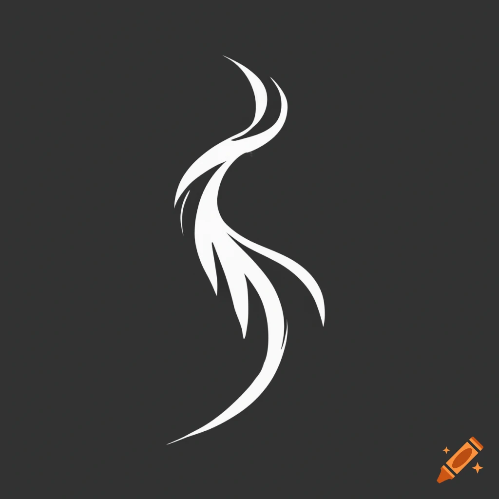 Minimalist black and white phoenix profile logo on Craiyon