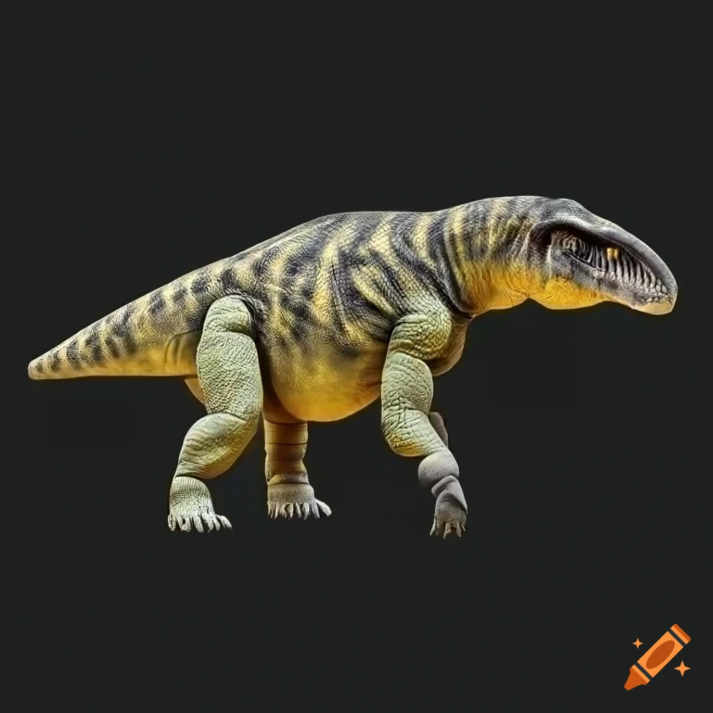 Hefty Iguanodon dinosaur with intricate color pattern and elephant-like ...