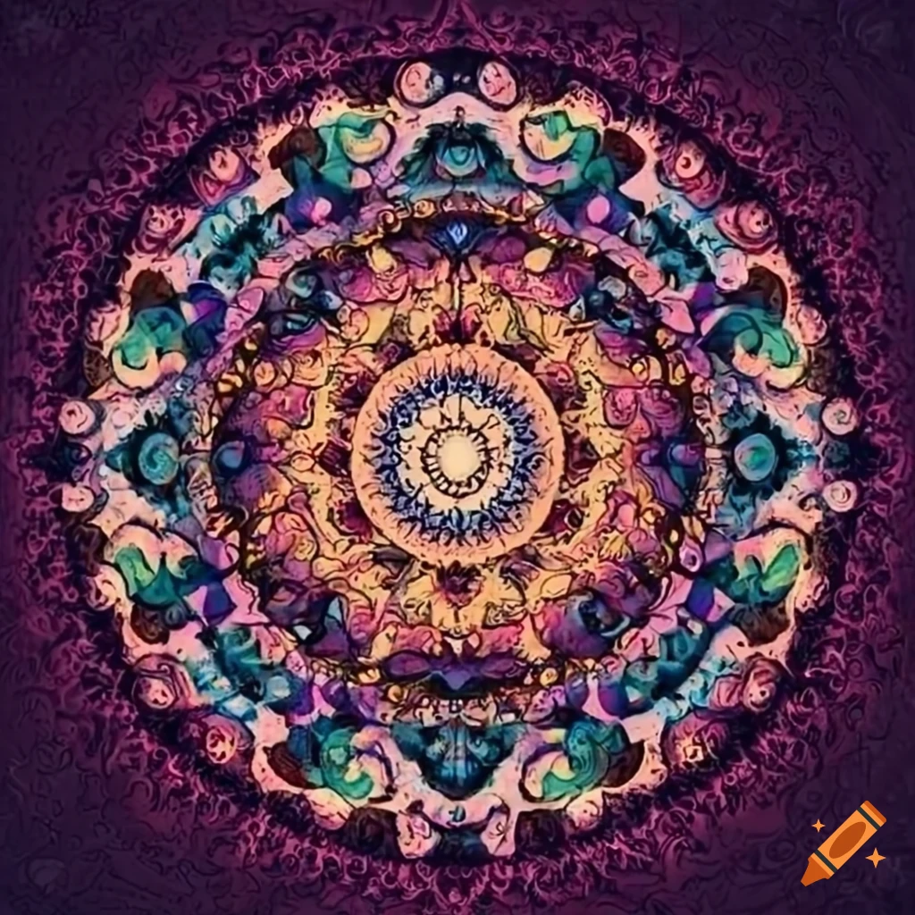 Mandala with elemental symbols on Craiyon