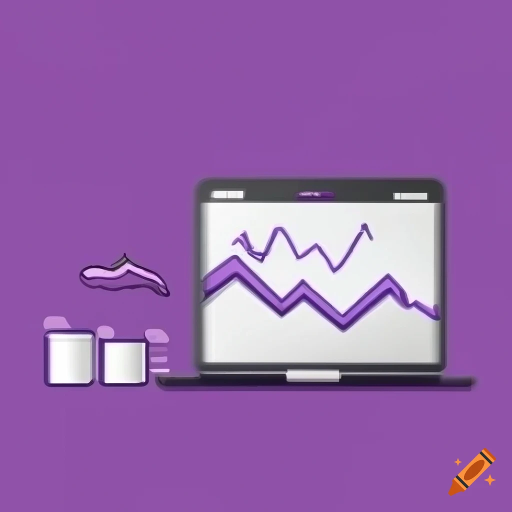 Purple line drawing style data tables and charts mockup illustration on ...