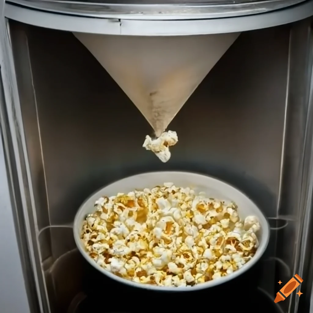 Cross section of a popcorn machine with hot air through a metal plate ...