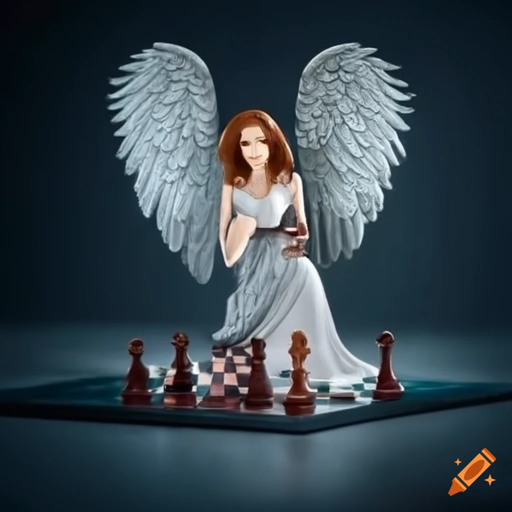 Angel playing chess on Craiyon