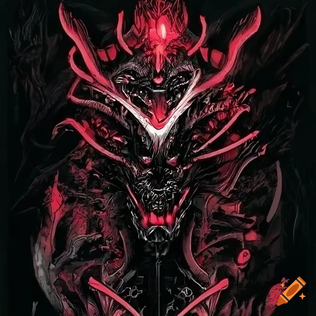 Art nouveau-inspired mural of demonic black dragon kalameet in neon ...