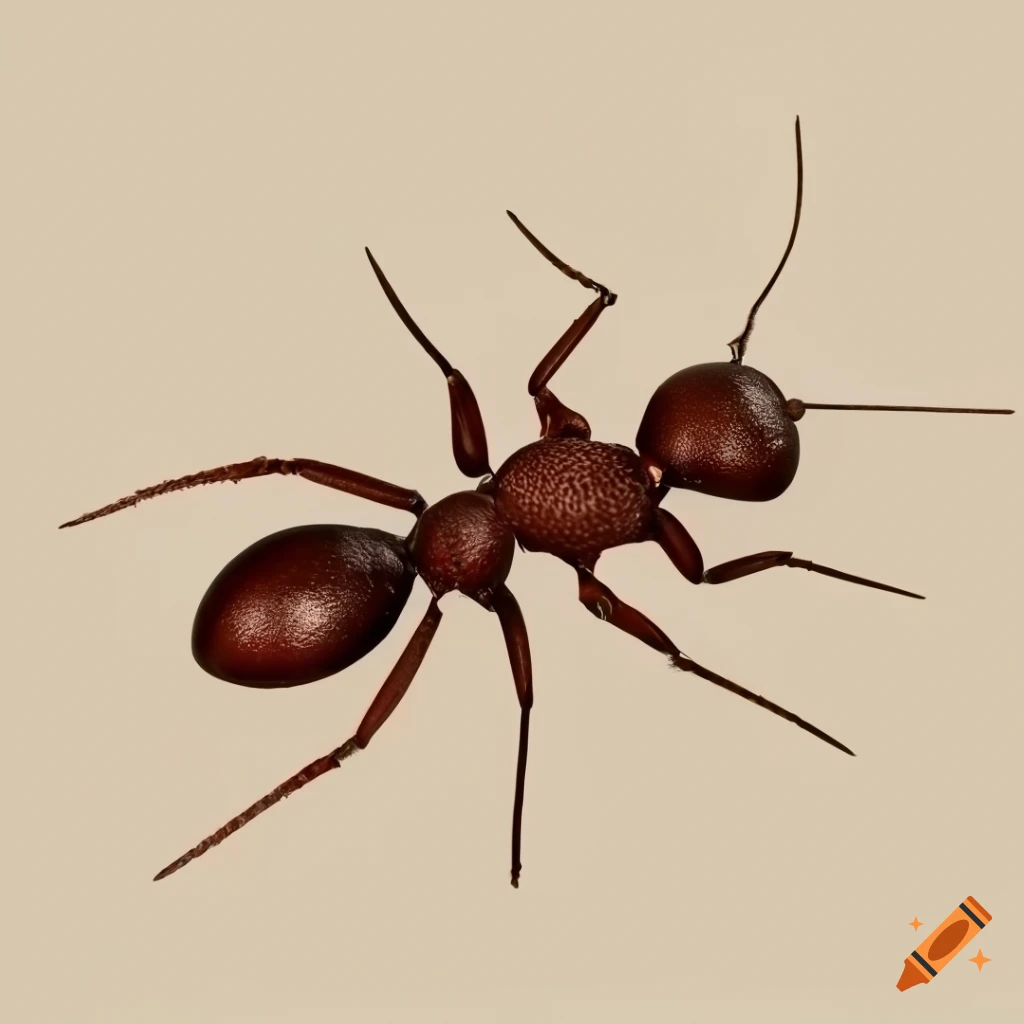 Top view of a detailed 3d ant model on a neutral background on Craiyon
