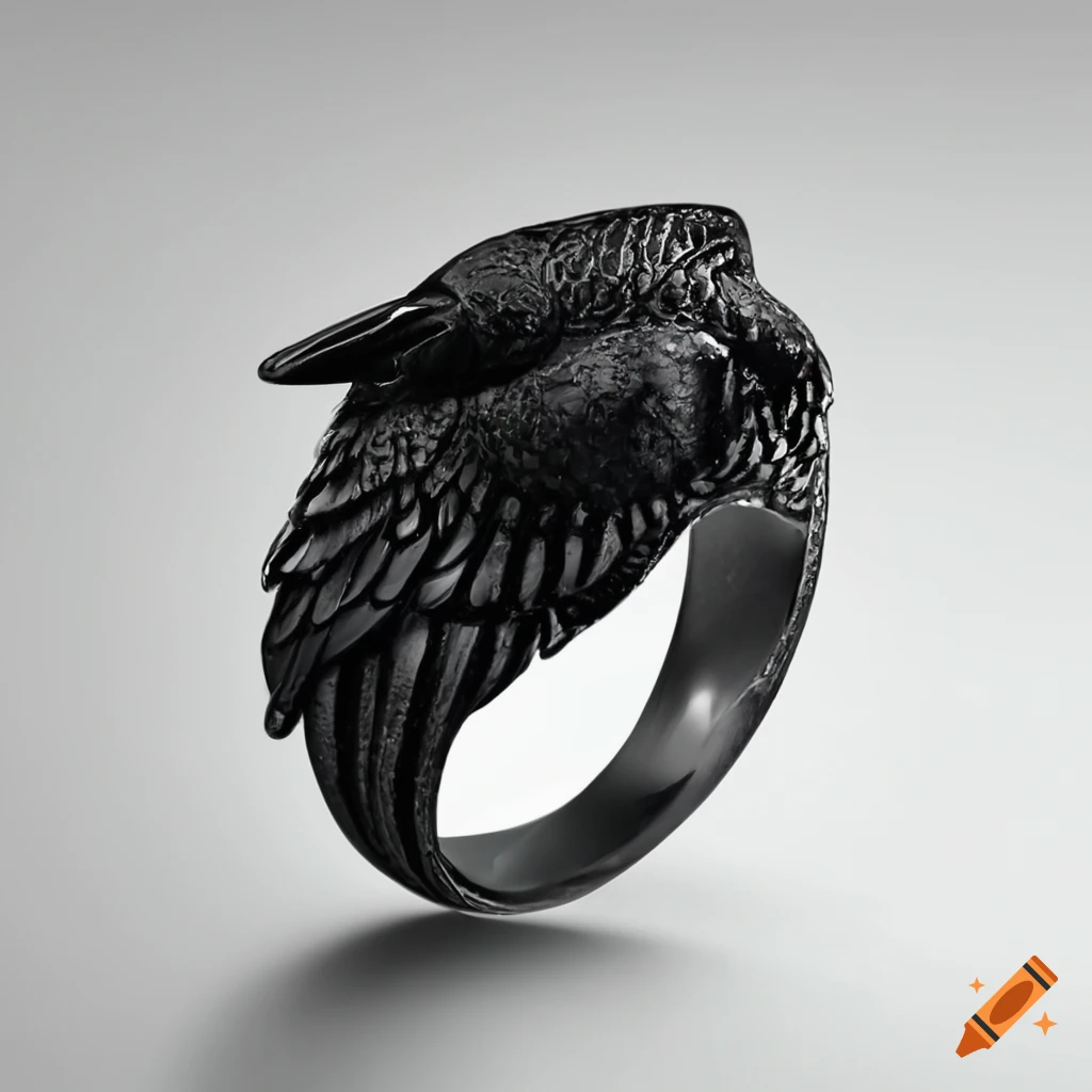 Raven ring with ruby eyes on Craiyon