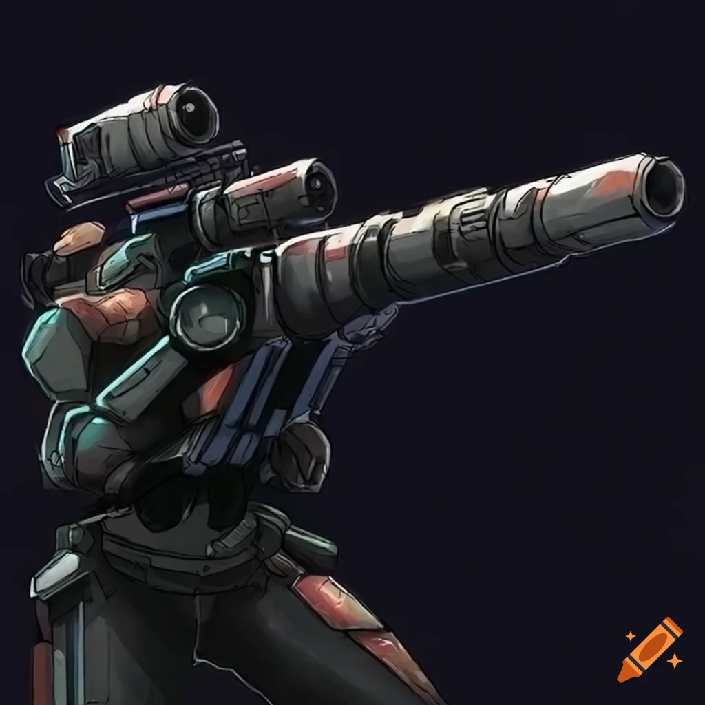 Futuristic artillery in anime style on Craiyon