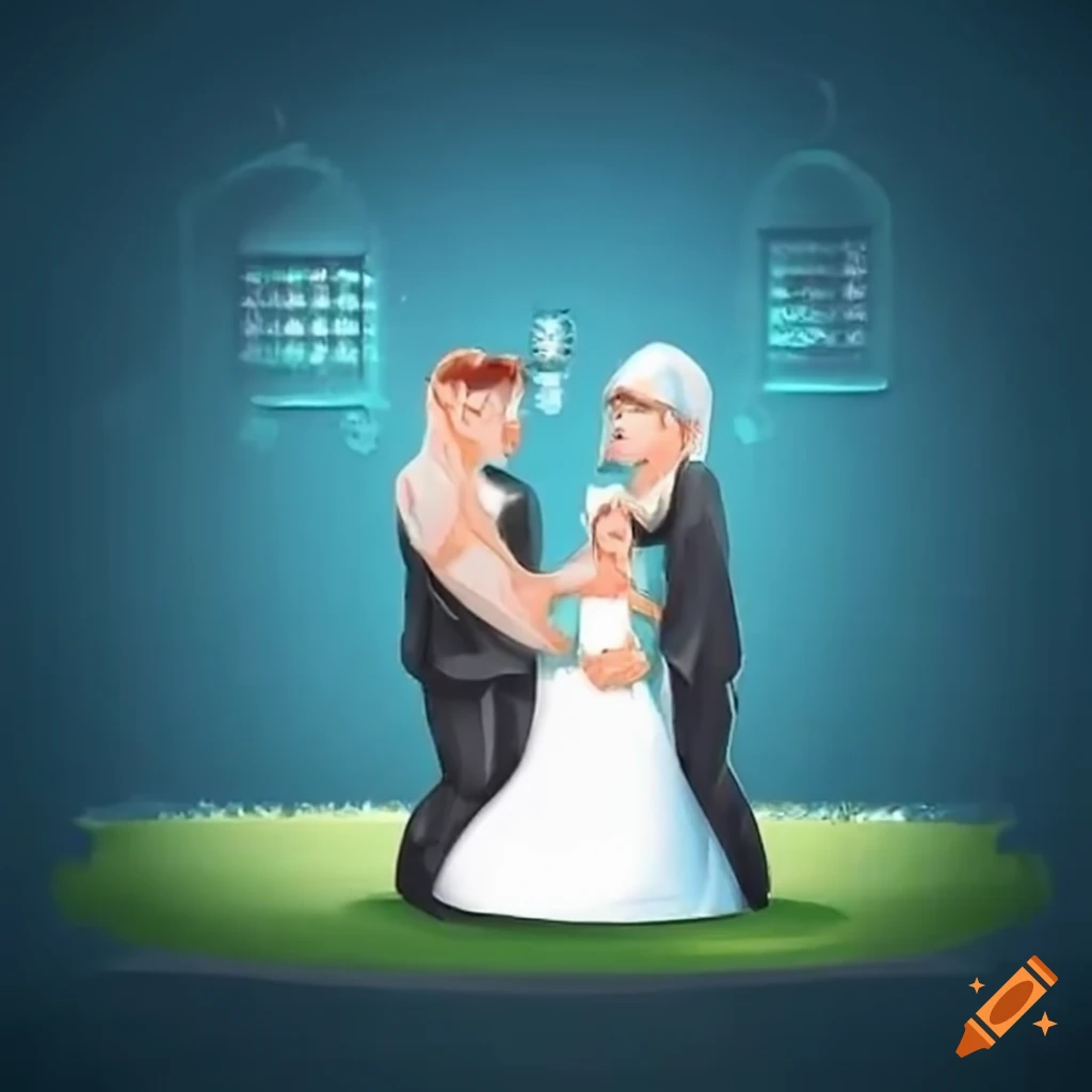 Priest officiating a wedding ceremony for a young couple on Craiyon