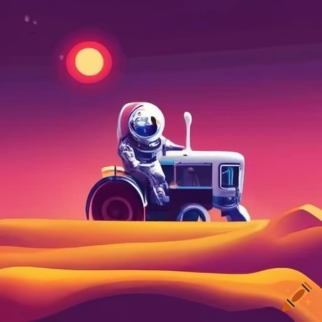 Astronaut driving a tractor on Craiyon