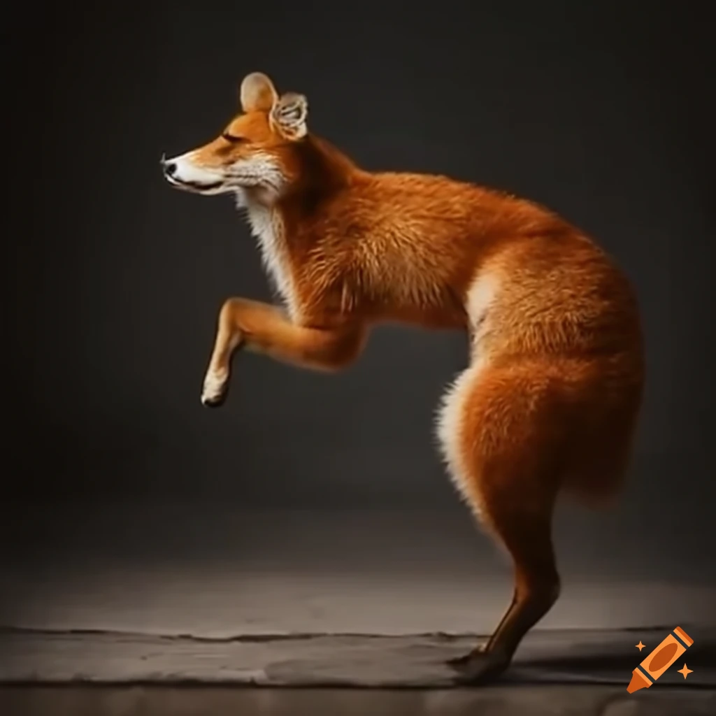 Fox jumping over a dog on Craiyon