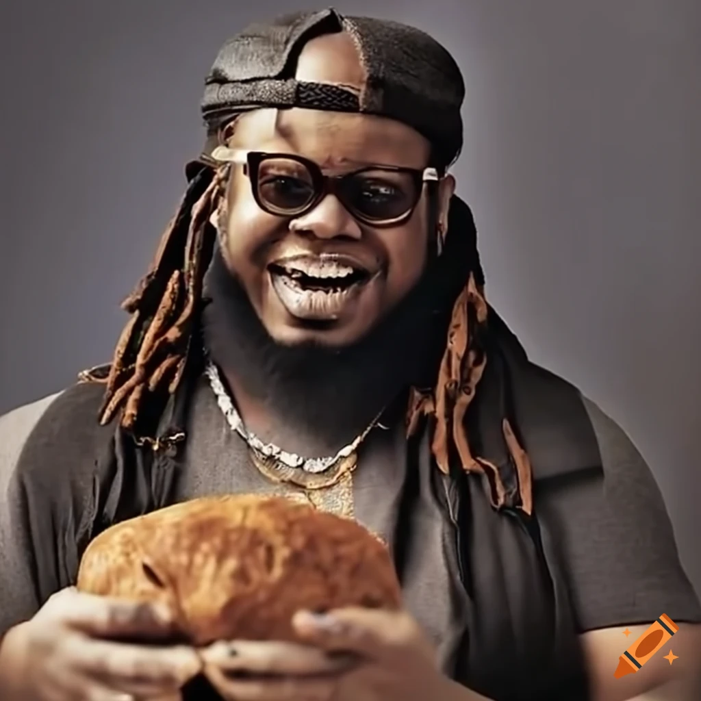 T-pain depicted as a loaf of bread in a humorous artwork on Craiyon