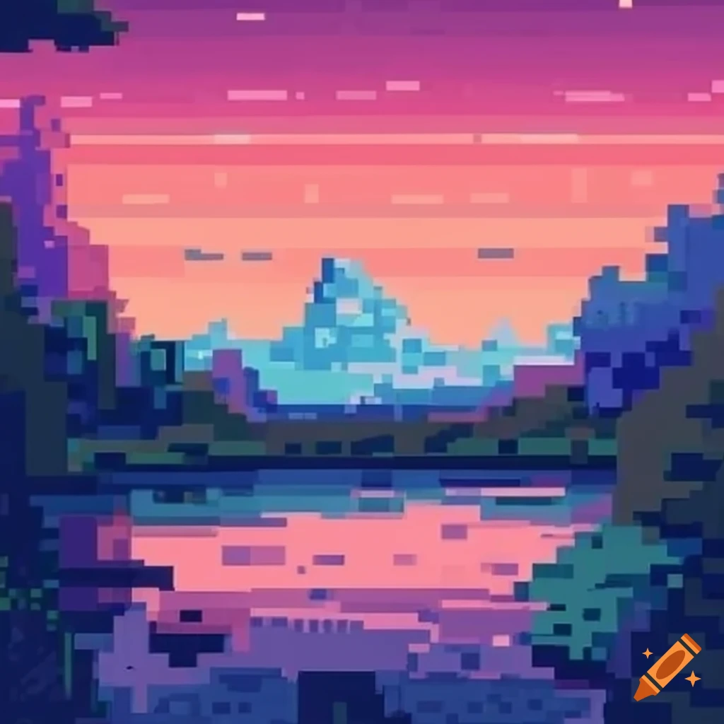 Pixel art of a landscape in 1080p resolution on Craiyon