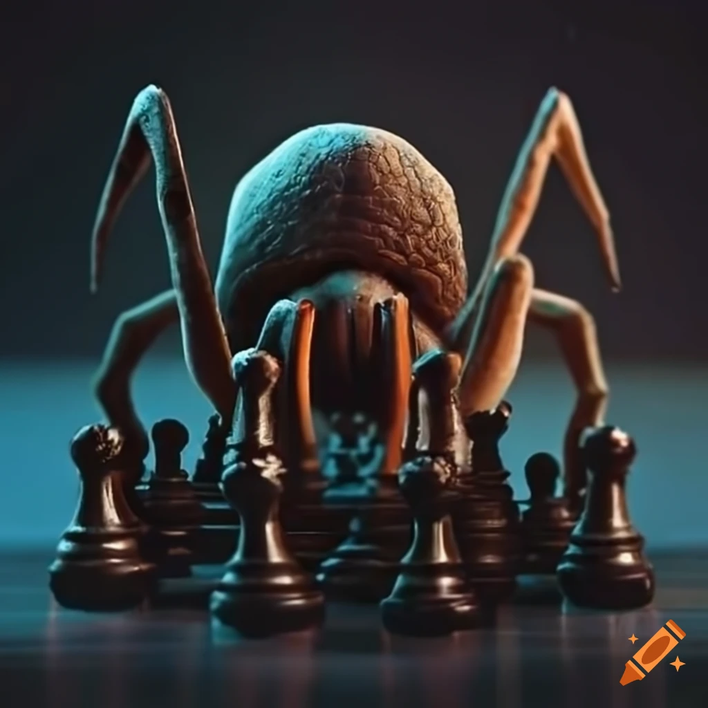 Spider playing chess on Craiyon